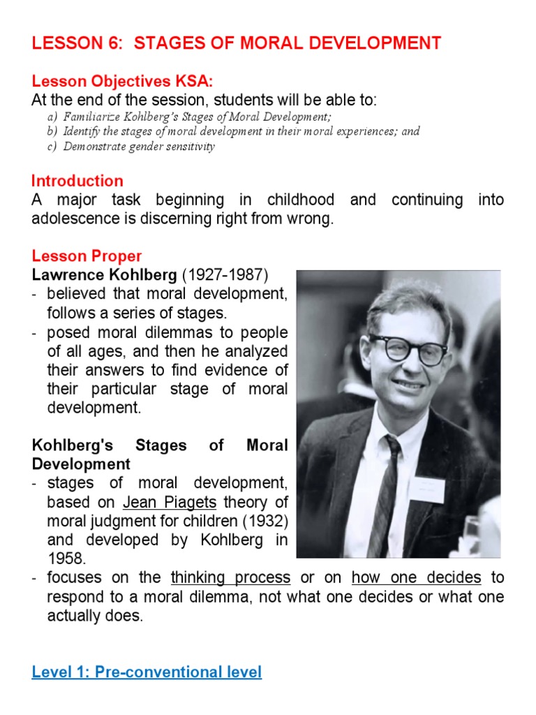 Lesson 7 Stages of Moral Development | PDF | Morality | Psychology