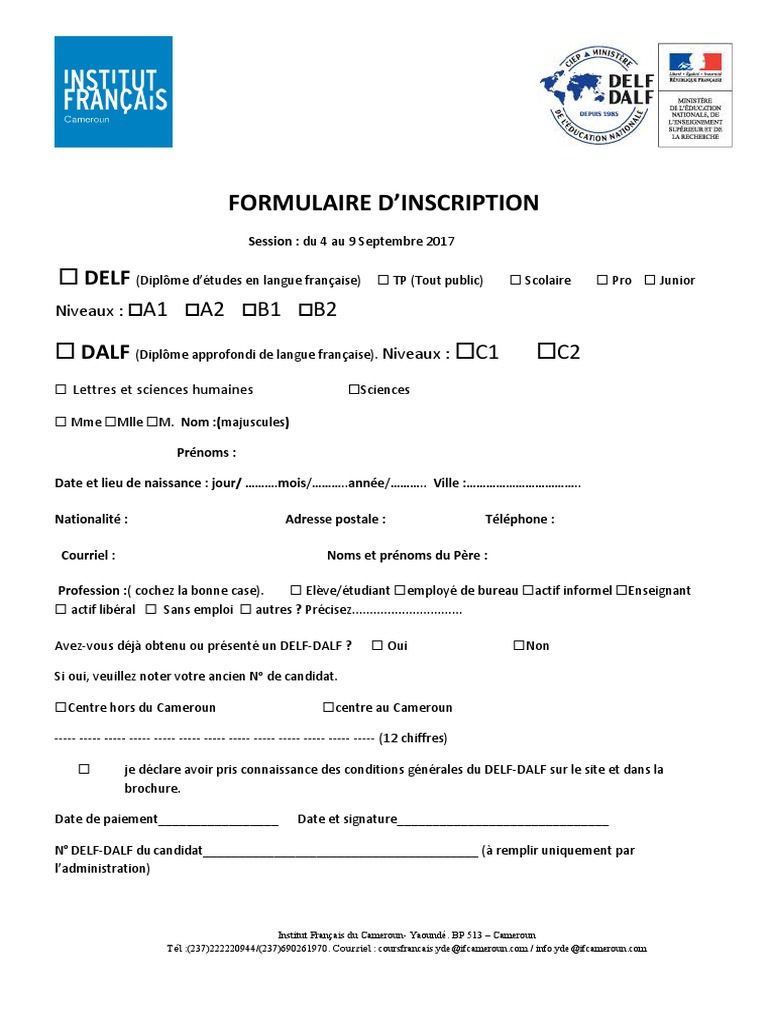 Formulaire Delf 2017 182 | PDF | Évolution de carrière