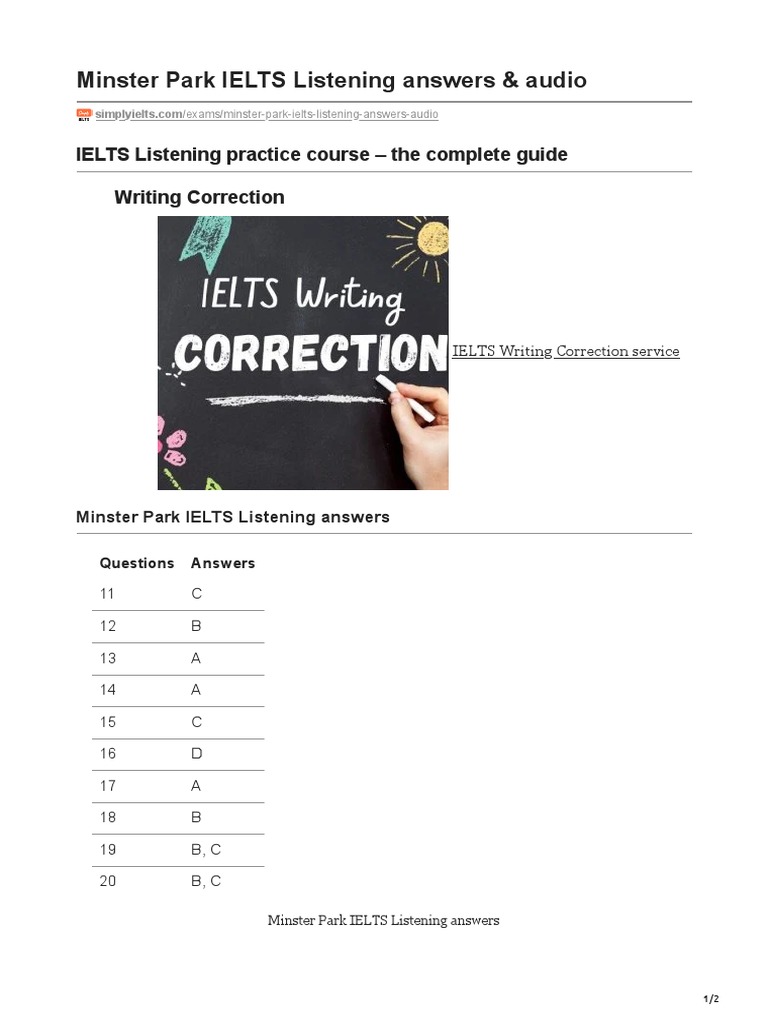 Ielts Listening Minster Park