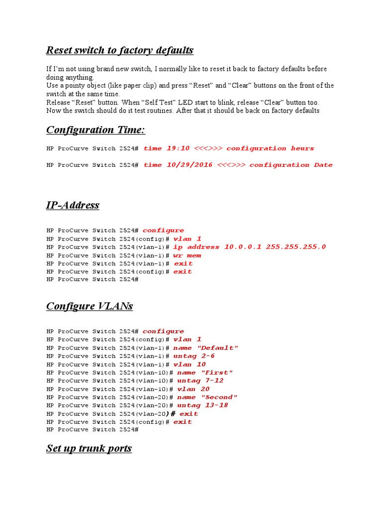 Config Switch HP Procure | PDF | Computer File | Computer Architecture