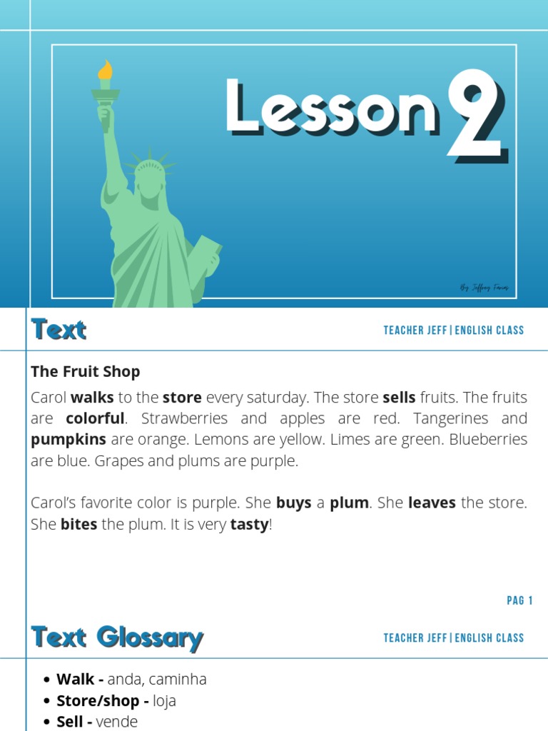 Lesson 2 - Book 1 | PDF | Vegan Cuisine | Edible Fruits