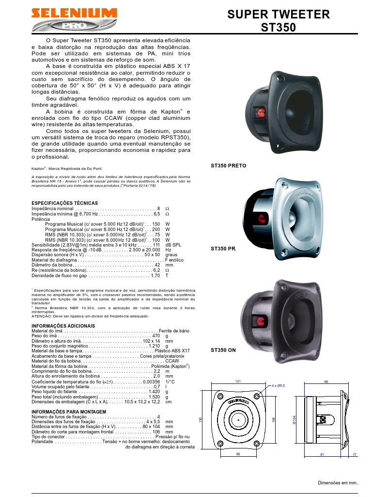Super Tweeters St350 | PDF | Decibel | Quantidades físicas