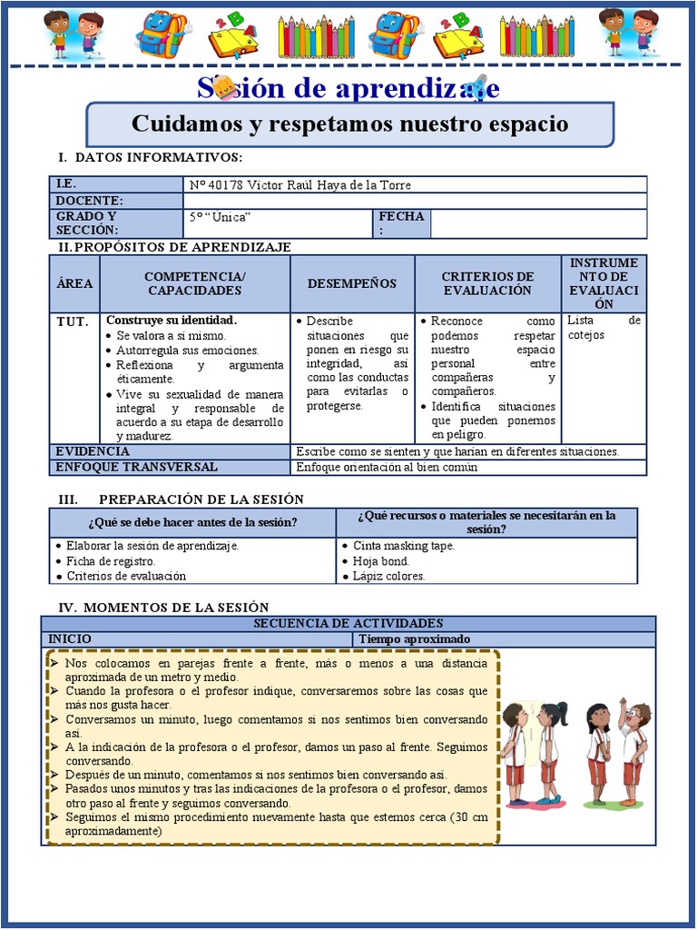 Sesión de Aprendizaje TUTORIA | PDF