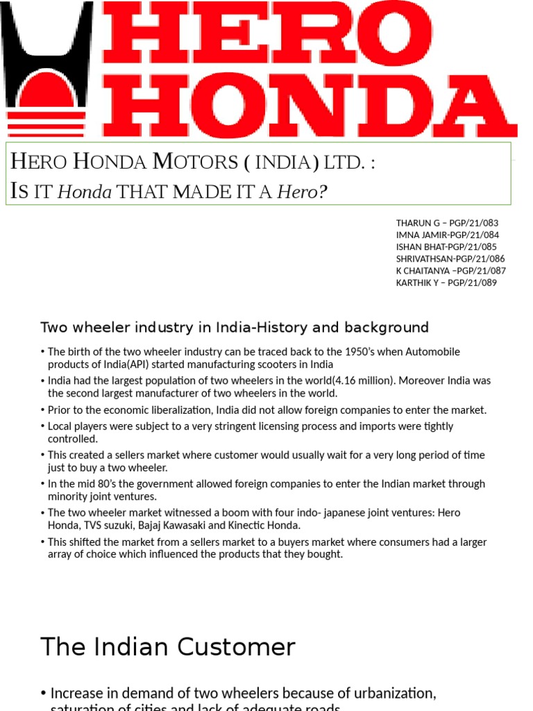 Hero Honda Case Summary | PDF | Honda | Economies