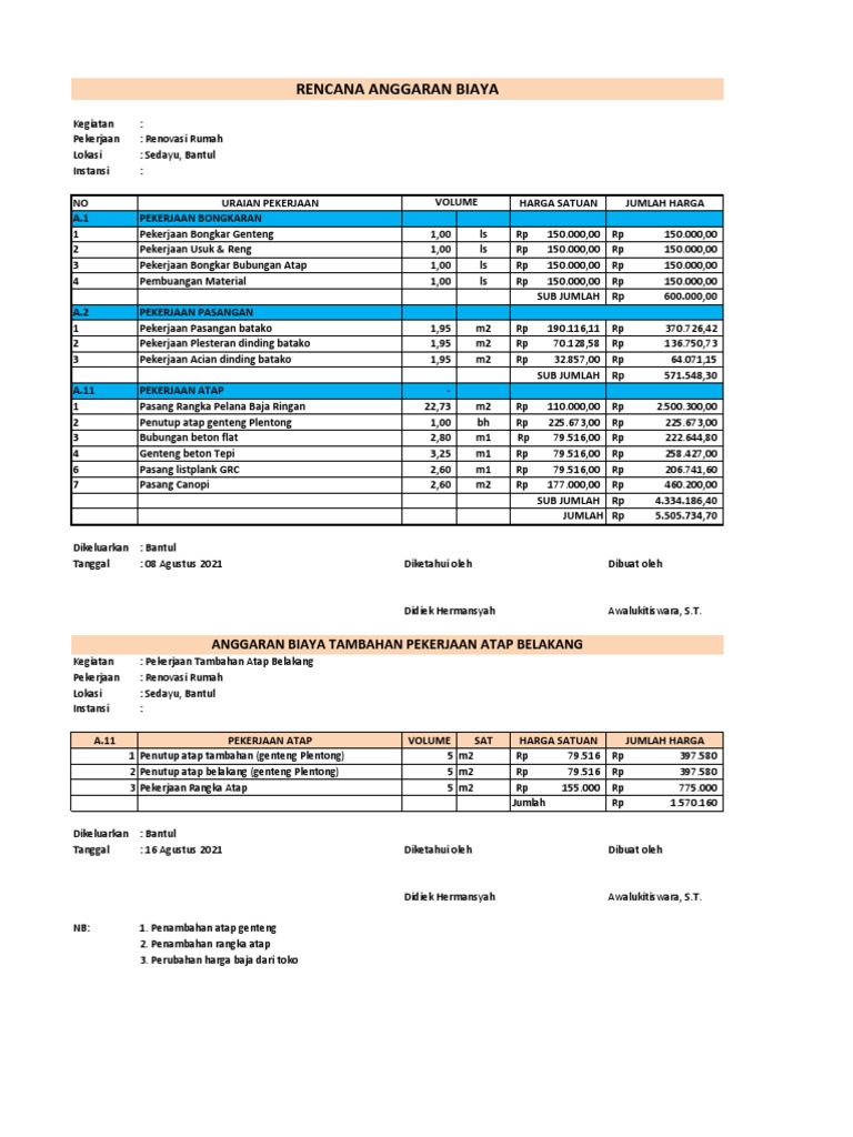 Contoh REKAP PEKERJAAN | PDF