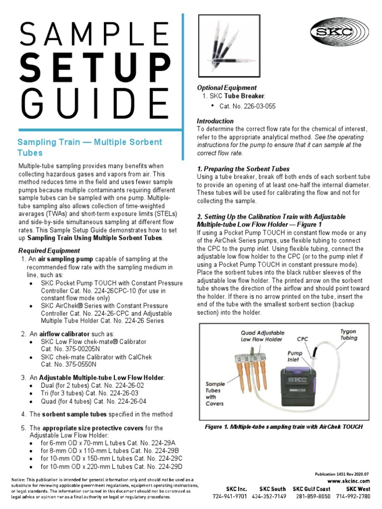 Sampling Train - Multiple Sorbent Tubes: Optional Equipment | PDF
