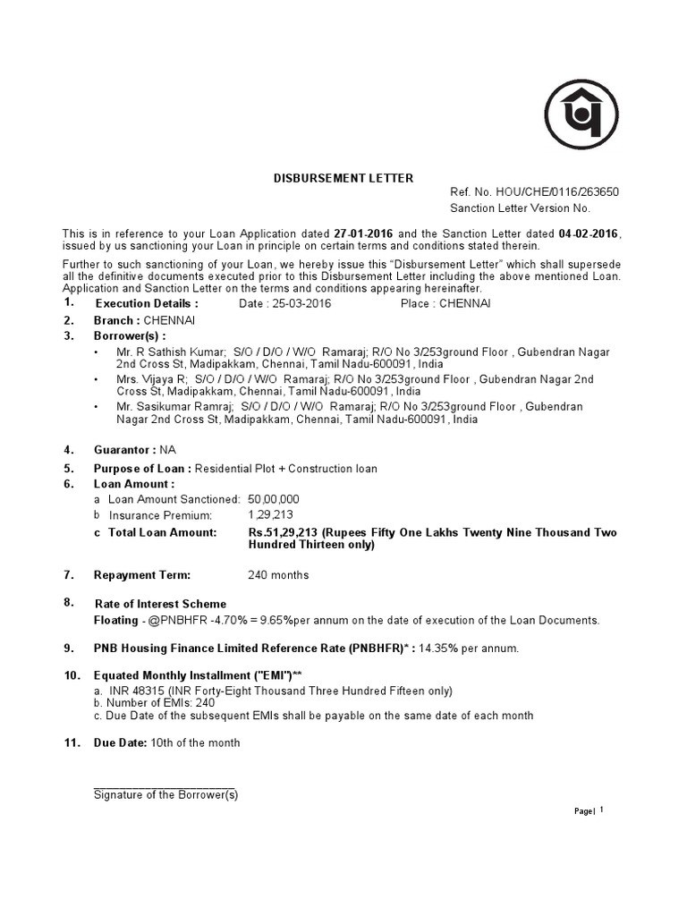 DISBURSEMENT LETTER_HOUCHE0116263650 (1) | PDF | Loans | Interest