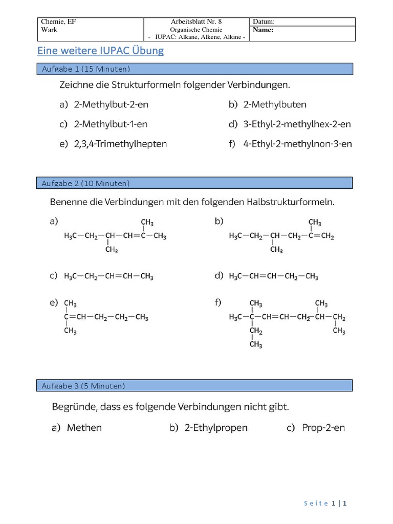 AB 8 IUPAC Alkane Alkene Alkine | PDF