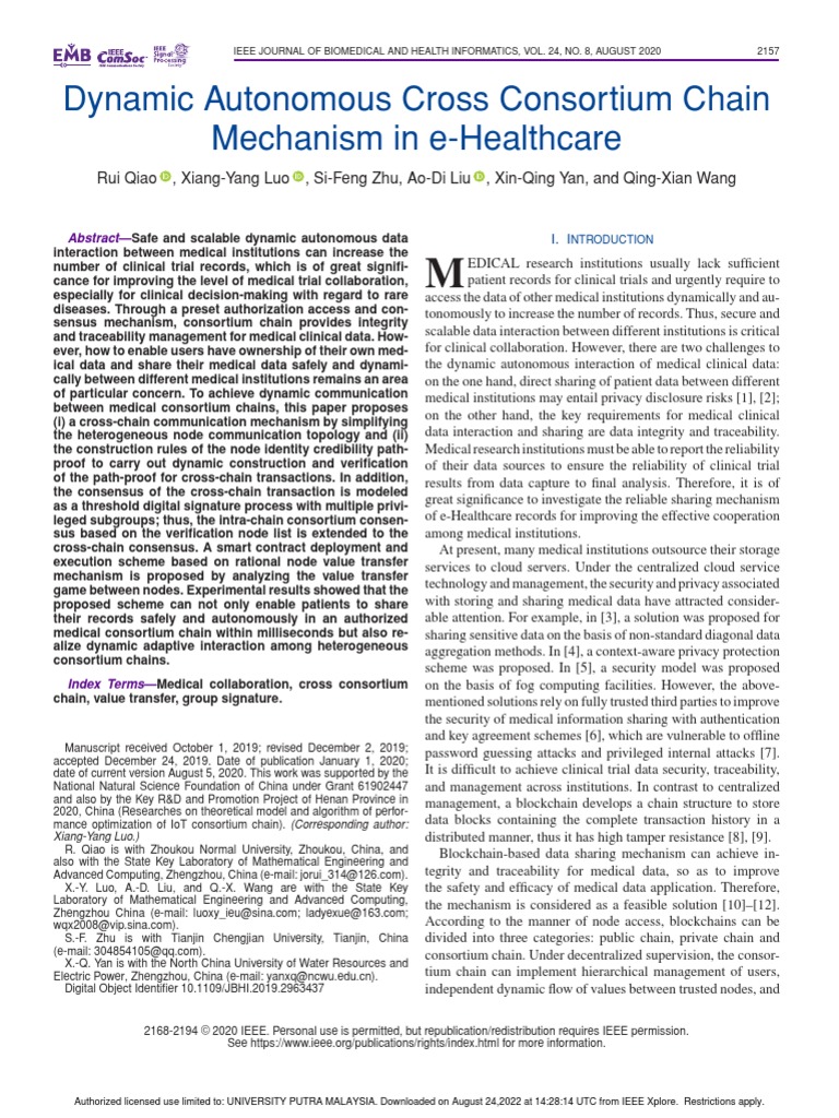 Dynamic Autonomous Cross Consortium Chain Mechanism in E-Healthcare ...