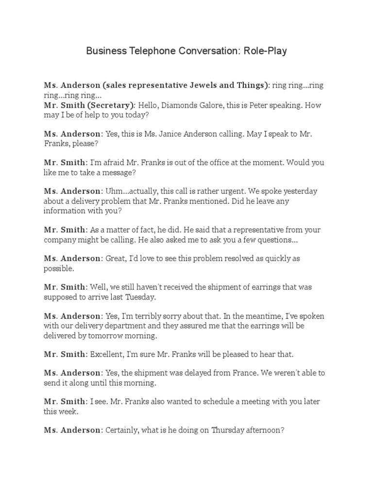 Business Telephone Conversation | PDF