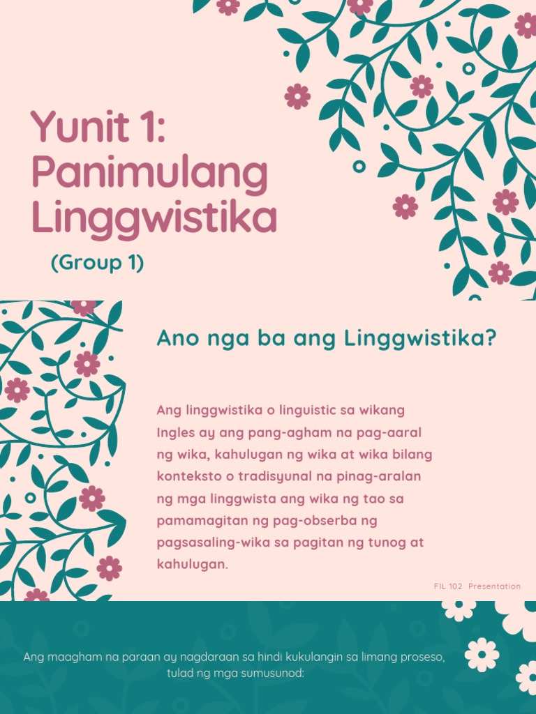 Yunit 1 Panimulang Linggwistika | PDF