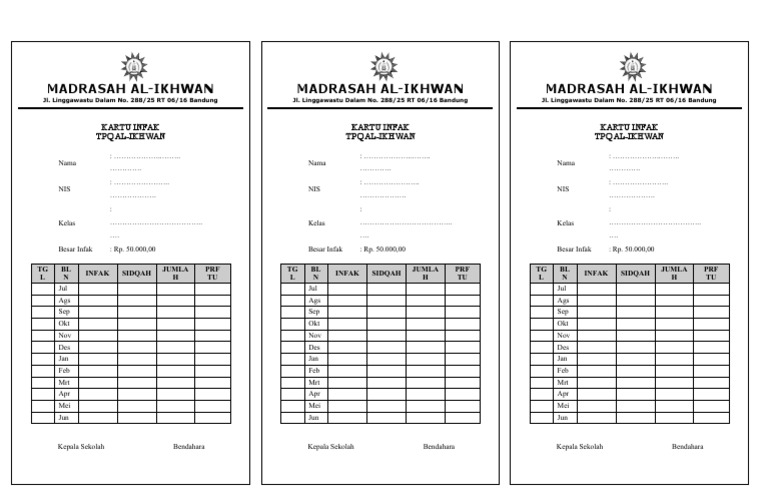 Kartu Infaq TPQ | PDF