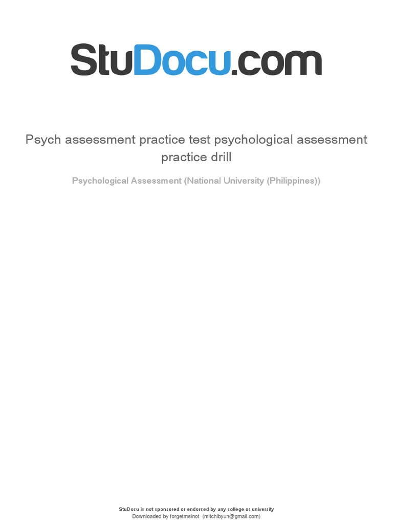 Psych Assessment Practice Test Psychological Assessment Practice Drill ...