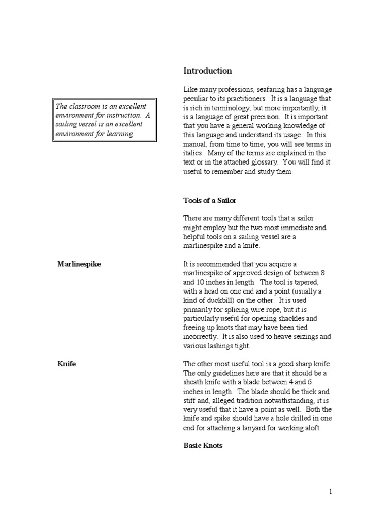 2 Brigantine Seamanship Introduction and Marlinespike Seamanship Pages ...