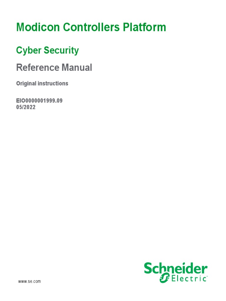 Modicon Controllers Platform Cyber Security Reference Manual | PDF