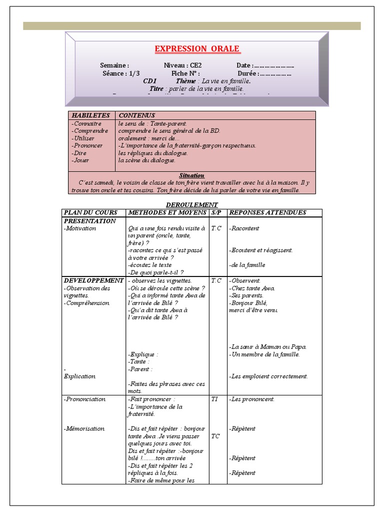 Expression Orale Ce2 | PDF | Linguistique