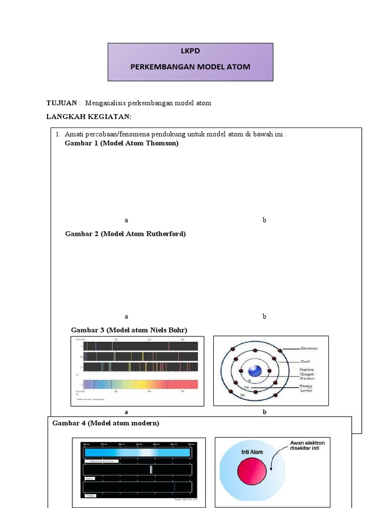 Tugas LKPD 1 Perkembangan Teori Atom | PDF