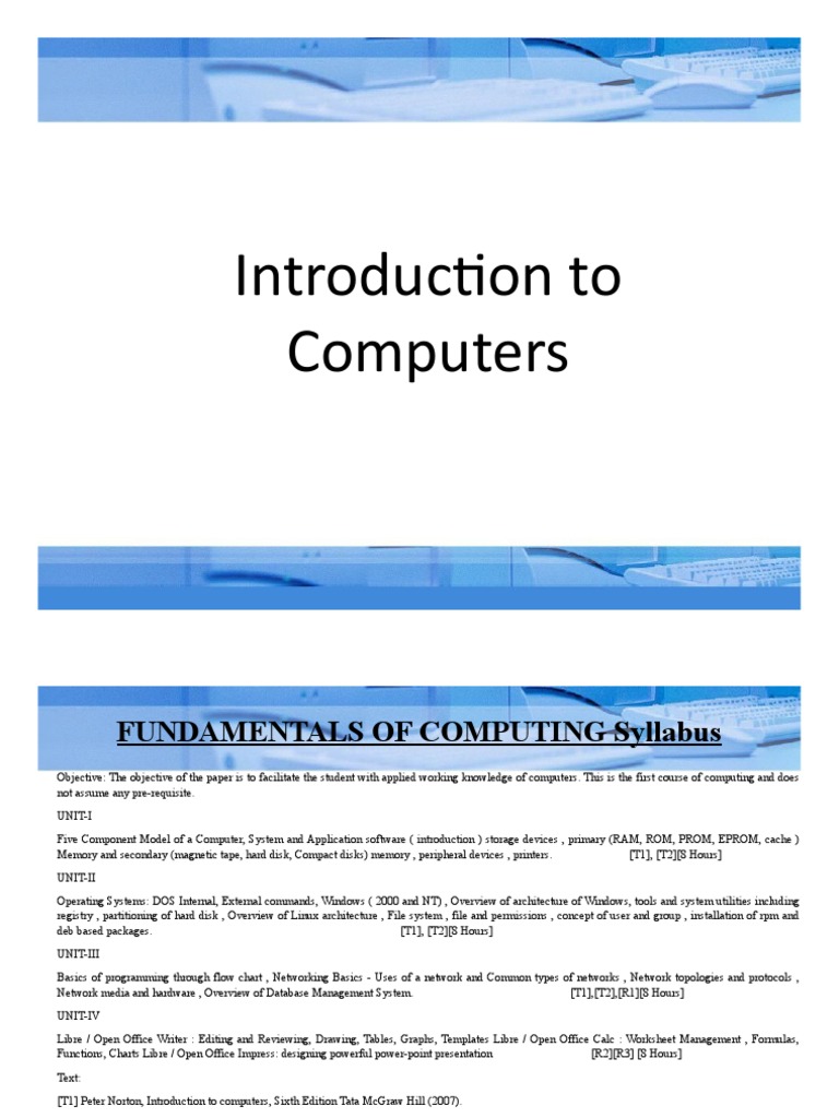 Lec1 - Introduction To Computer | PDF | Integrated Circuit | Personal Computers