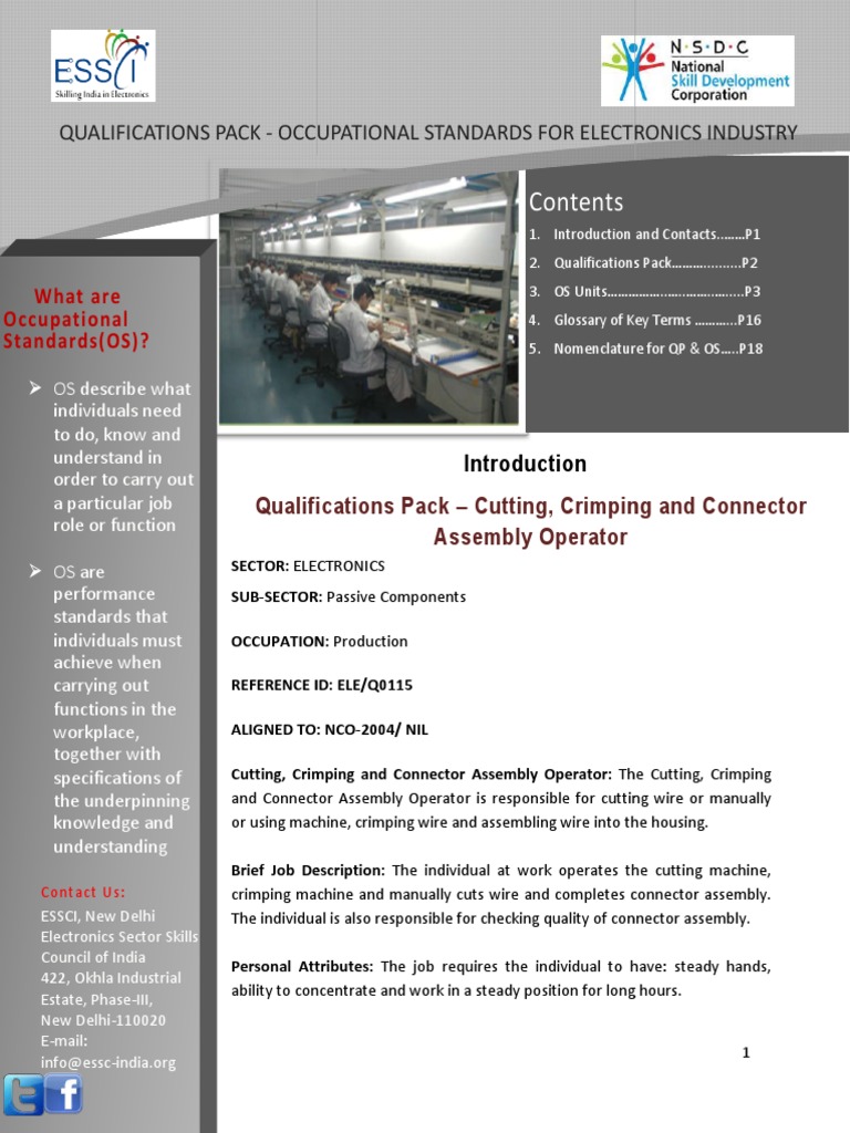 Cutting and Crimping Operator Standards | PDF | Personal Protective ...