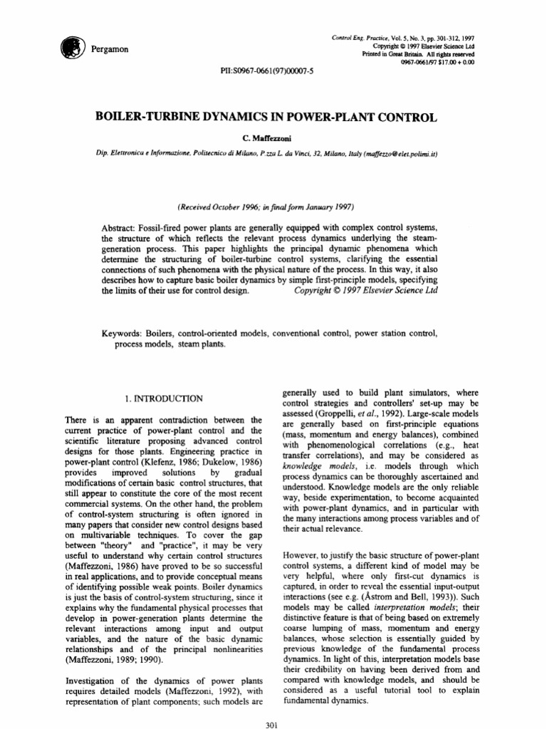 Boiler Turbine Dynamics in Power Plant Control | PDF | Control Theory | Fluid Dynamics