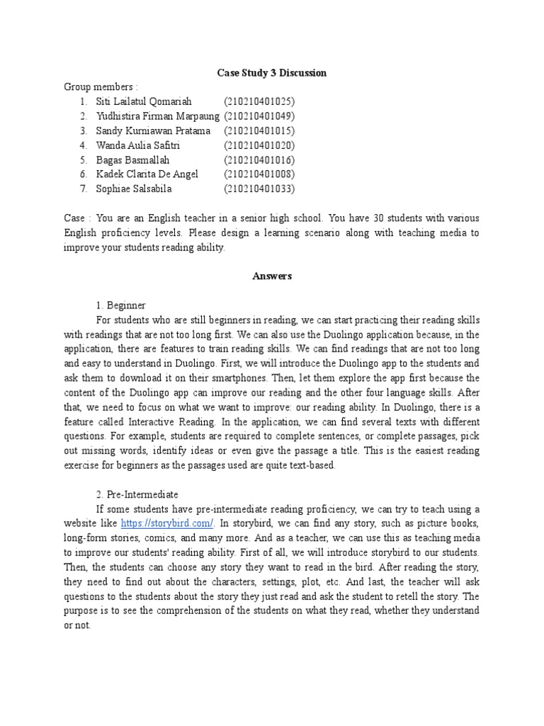 Elt Media Group 3 Case Study | PDF | Reading Comprehension | Applied ...