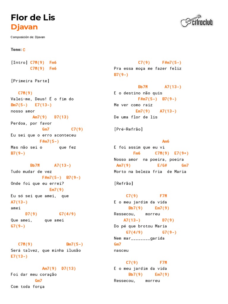 Cifra Club - Djavan - Flor de Lis | PDF