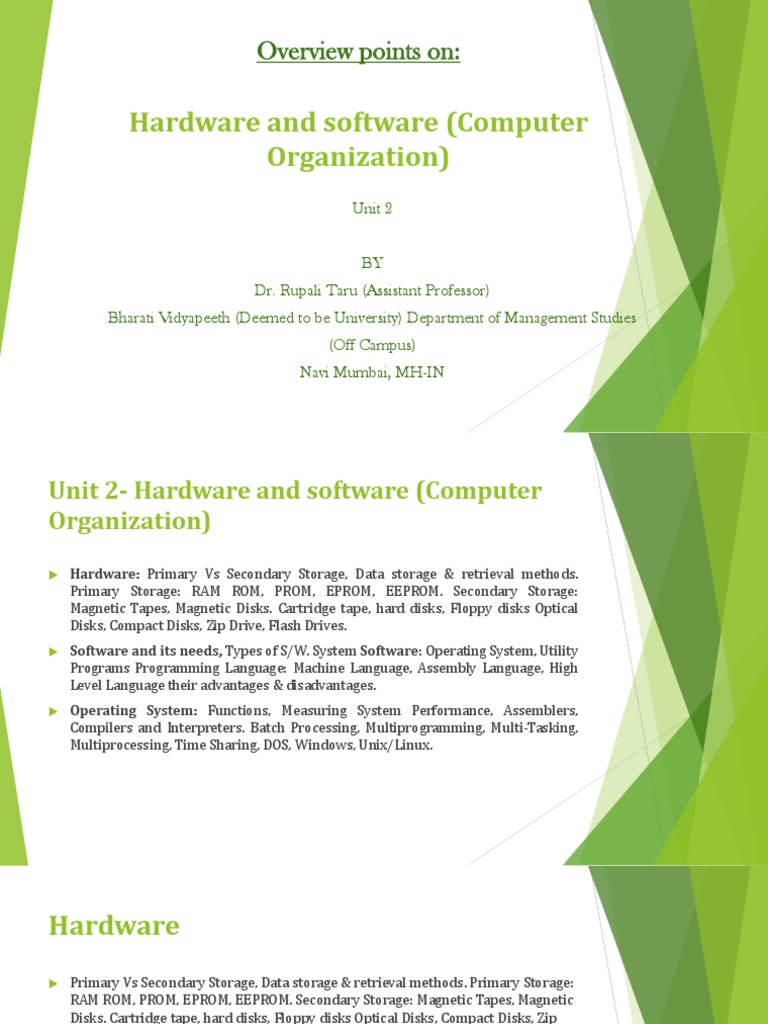 Unit - 2 - Hardware and Software Computer Organization | PDF | Computer ...