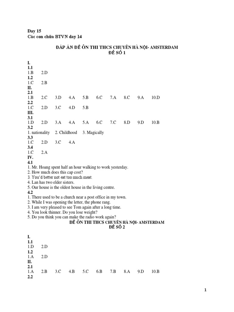 Day 15 Đáp Án BTVN Day 14 Và BTVN Day 15 | PDF