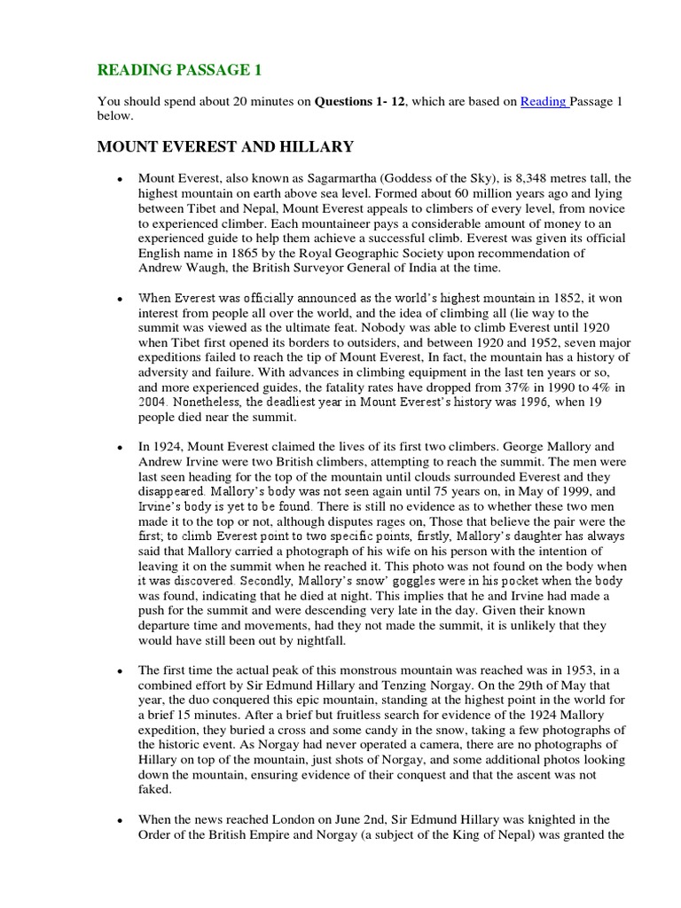 Mount Everest: History and Climbing Facts | PDF | Sleep | Mount Everest