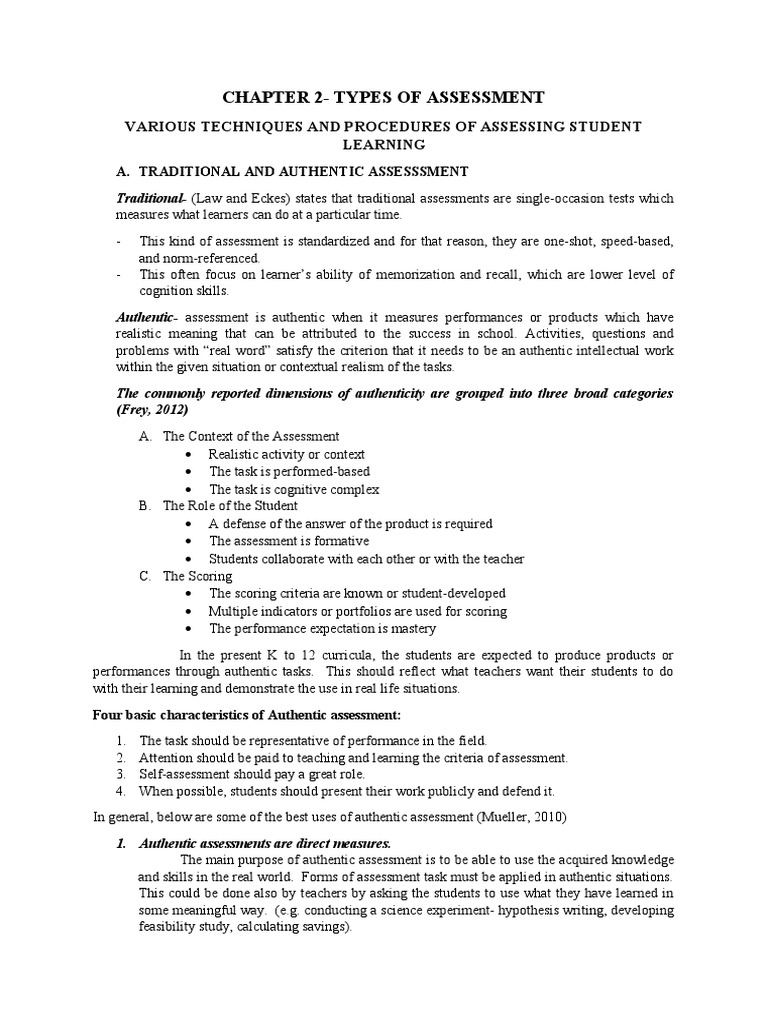 Chapter 2 Types of Assessment | PDF | Educational Assessment | Test ...