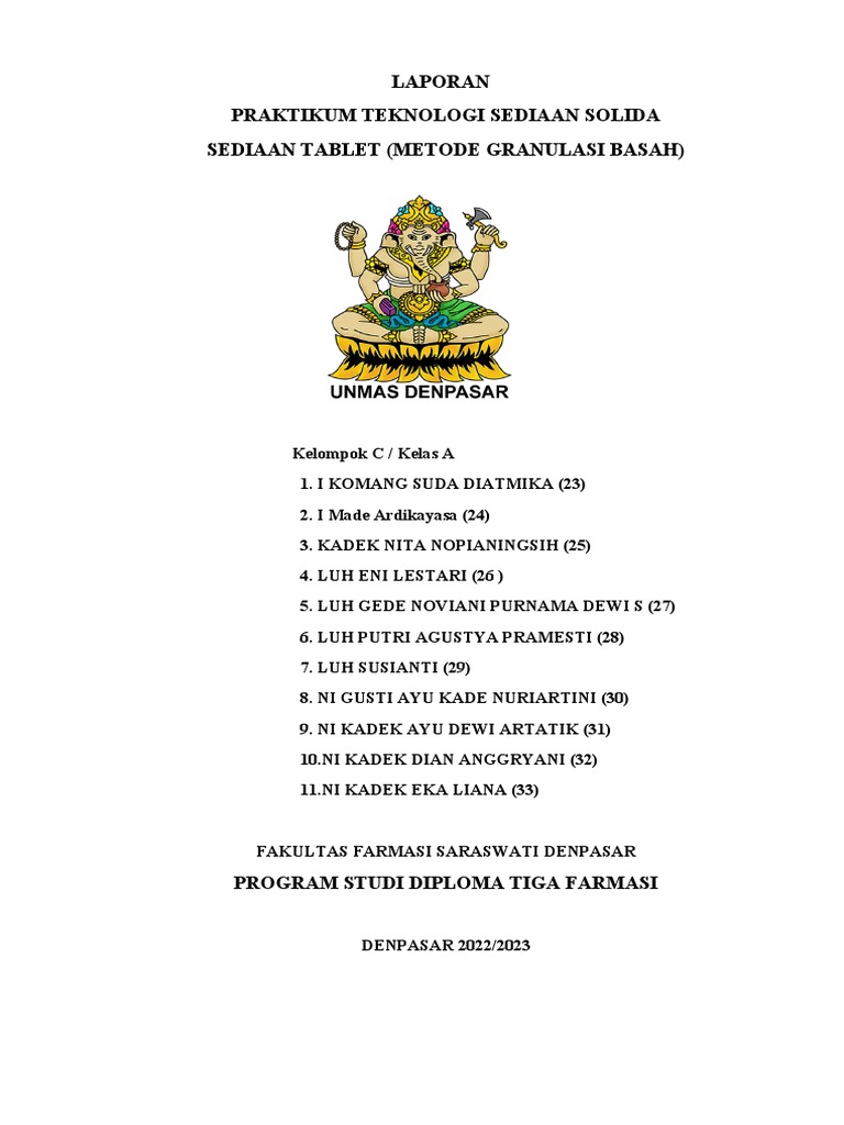 Lap. Prak. Solida Granulasi Basah | PDF