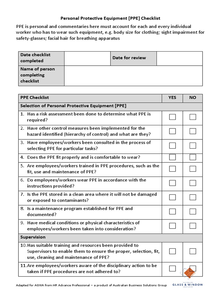 4b PPE Checklist | PDF