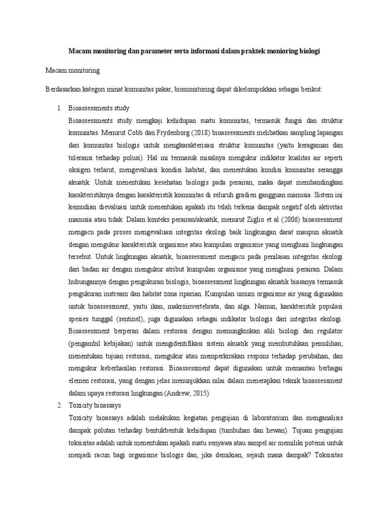 Biomonitoring dan Bioassays | PDF