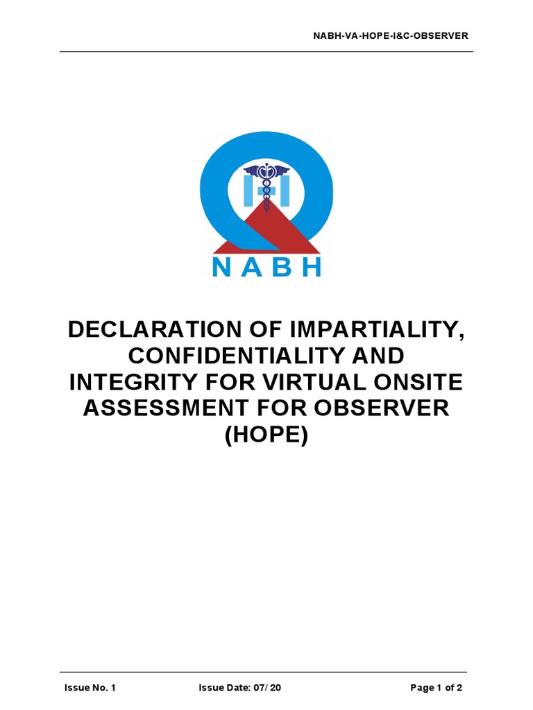 Declaration of I&C For Virtual Onsite Assessment For Observer | PDF | Confidentiality | Social ...
