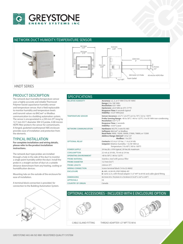 BMS BOQ SL - NO # 3.2 - PS-HNDTXXX-RH Sensor | PDF | Duct (Flow) | Sensor