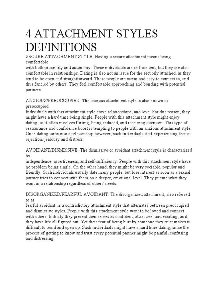4 Attachment Styles | PDF