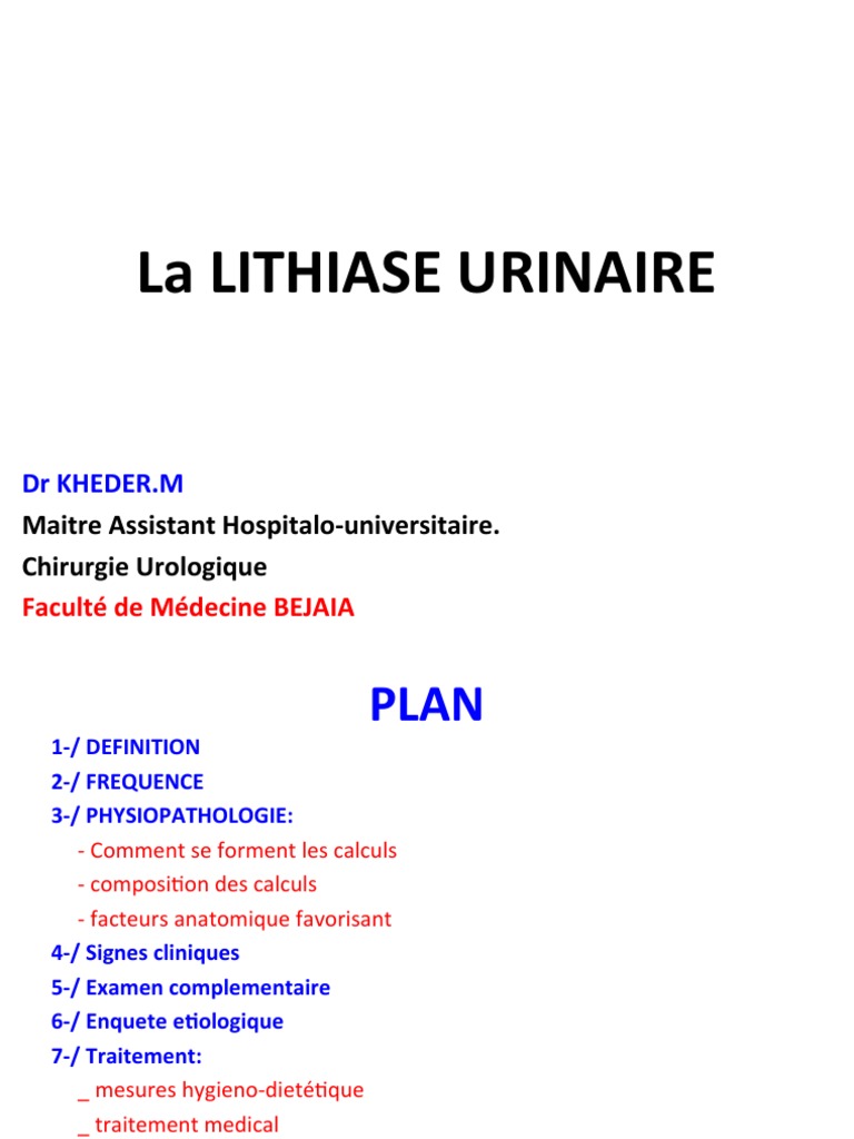 Lithiase - Urinaire COURS 2021 | PDF | Maladies et troubles | Médecine ...