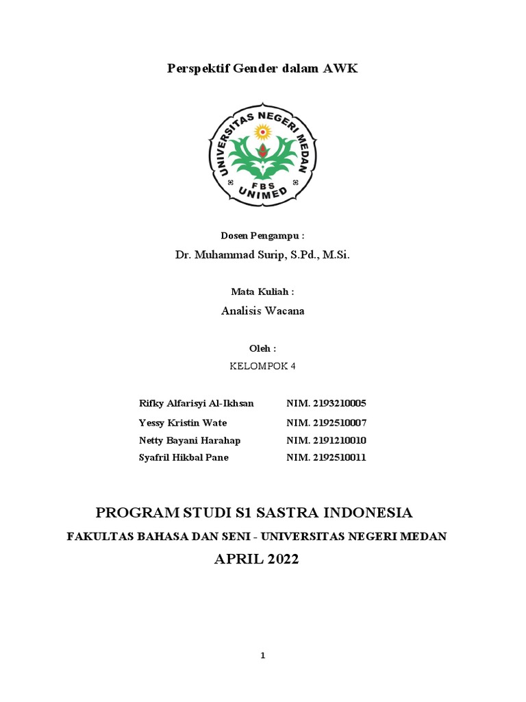 Perspektif Gender Dalam AWK - Kelompok 4 (REV) | PDF
