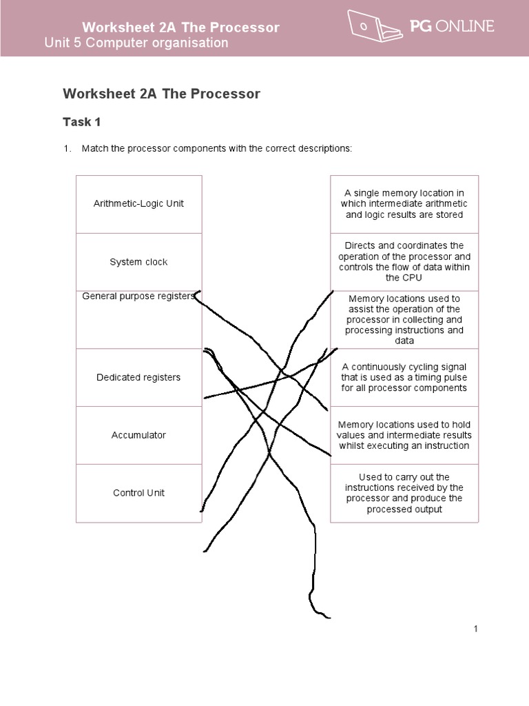 Computer Organisation Worksheet 2A The Processor | PDF | Central ...