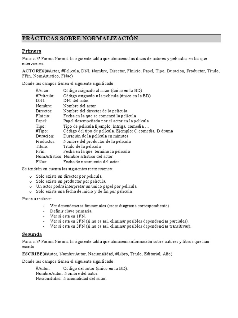 Normalizacion - Relación 1 | PDF | Informática | Gestión de tecnología ...