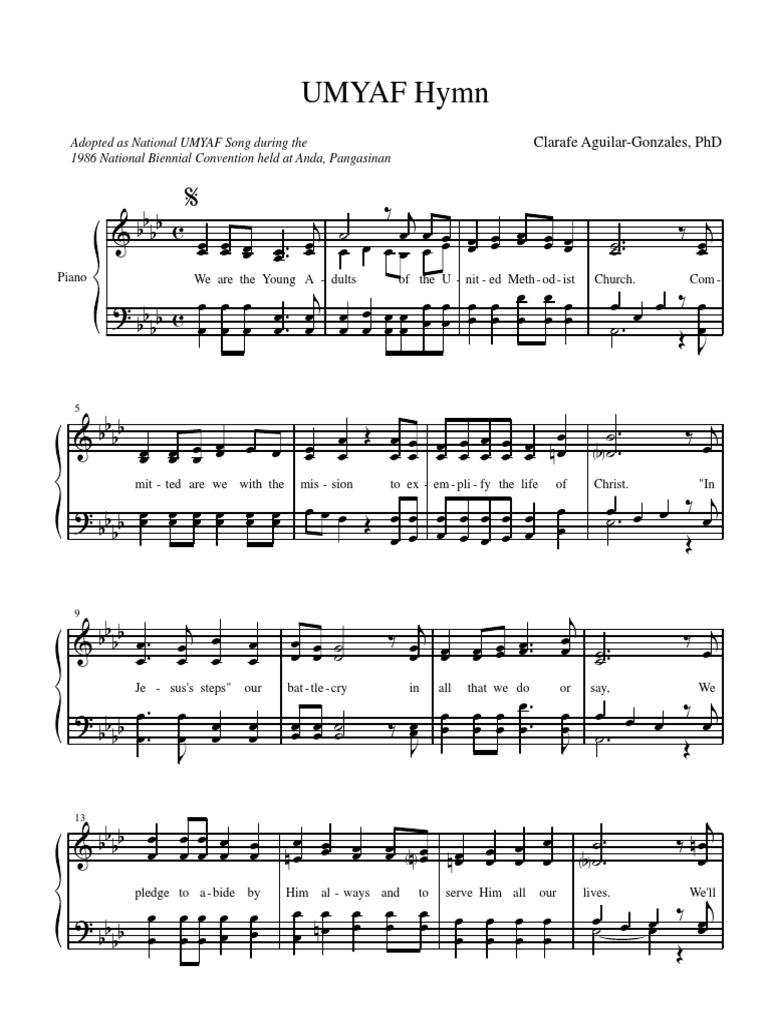 UMYAF Hymn - Piano Score | PDF
