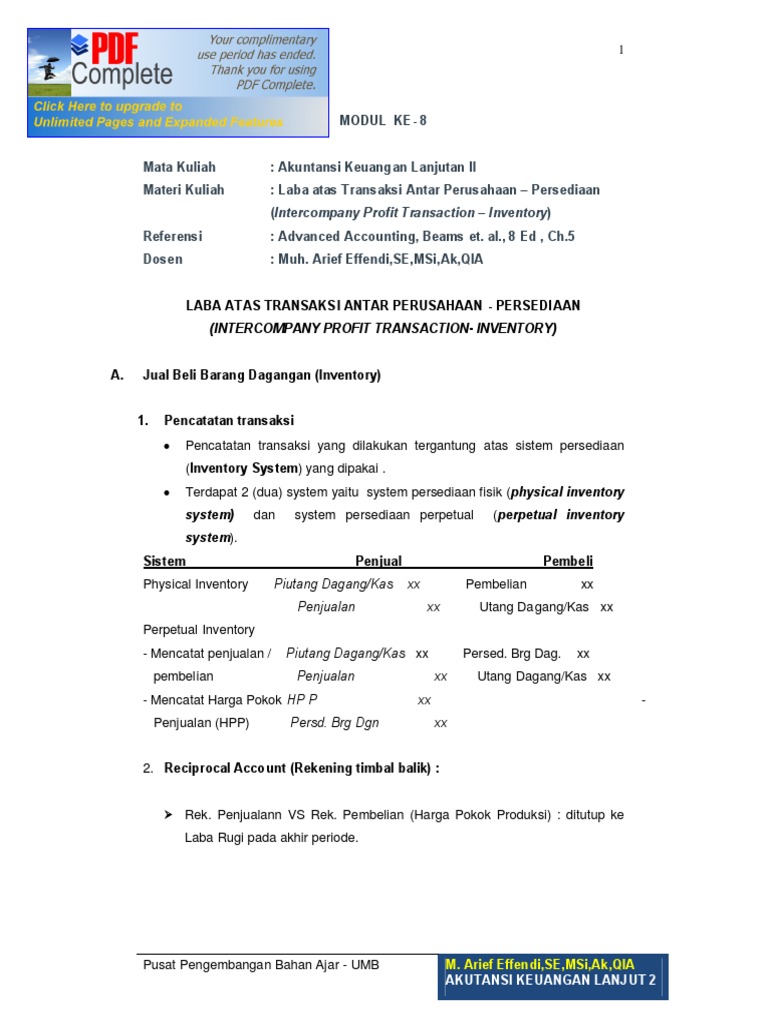 Adoc - Pub - Modul Ke 8 Laba Atas Transaksi Antar Perusahaan Pe | PDF