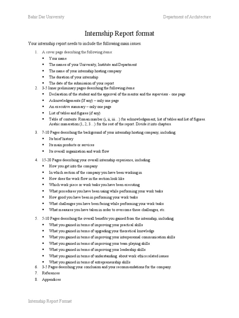 Intenship Report Format | PDF | Internship | Job Hunting