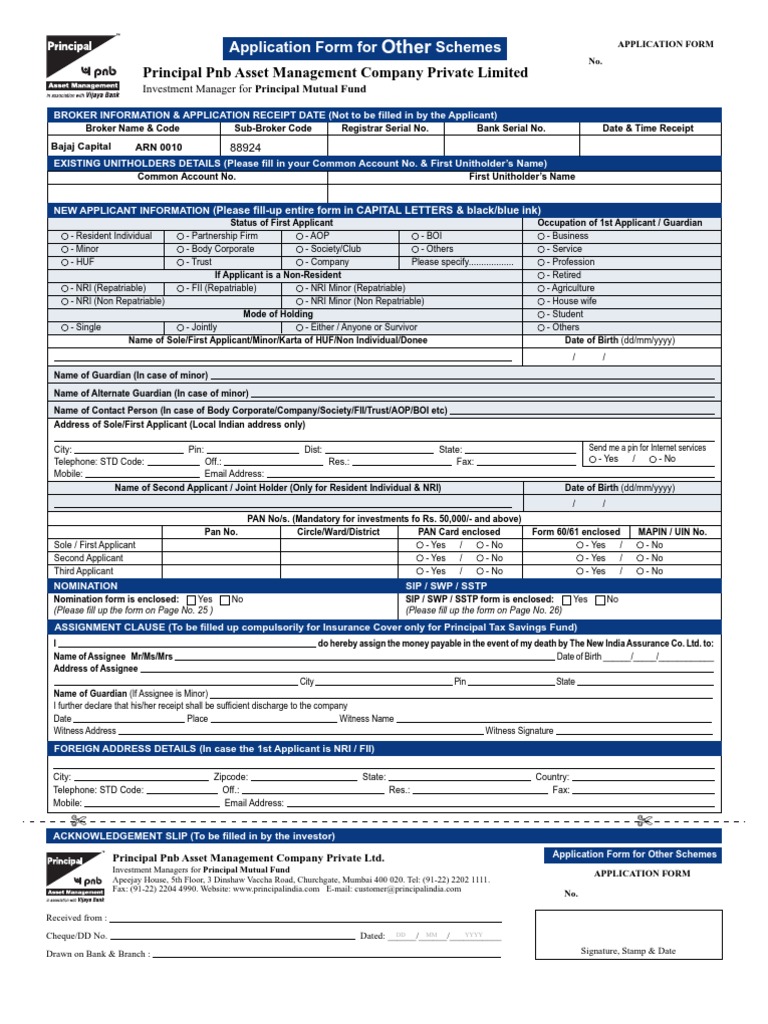 Principal Tax Saving Fund Application Form | PDF | Cheque | Banks