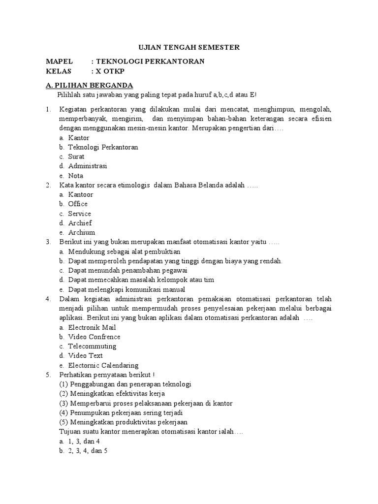 Soal Uts Tekper | PDF