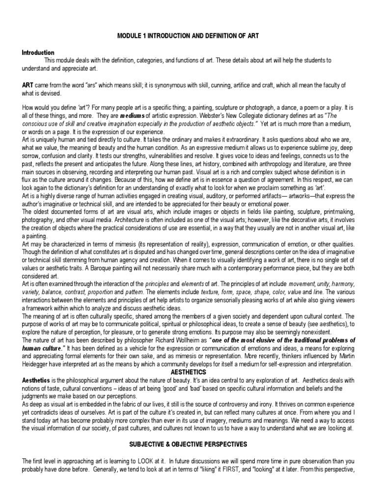 Reading in Visual Arts M1-5 | PDF | Composition (Visual Arts) | Color