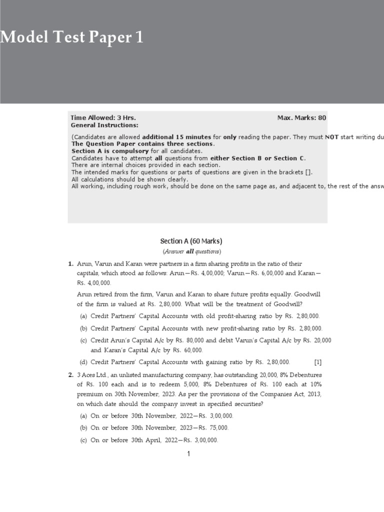 Isc-Xii Debk Model Test Papers | PDF | Balance Sheet | Expense