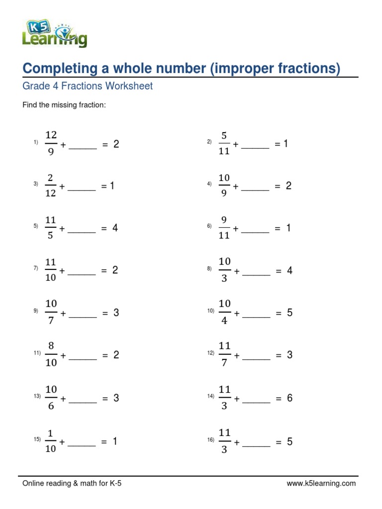 Grade 4 Adding Improper Fractions F | PDF | Teaching Methods & Materials