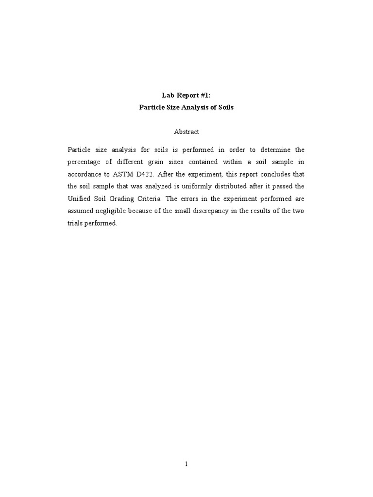 Lab Report 1 Particle Size Analysis of S | PDF | Particle Size ...