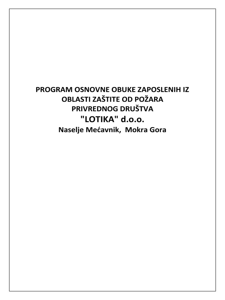 Program Osnovne Obuke Zaposlenih Iz ZOP | PDF